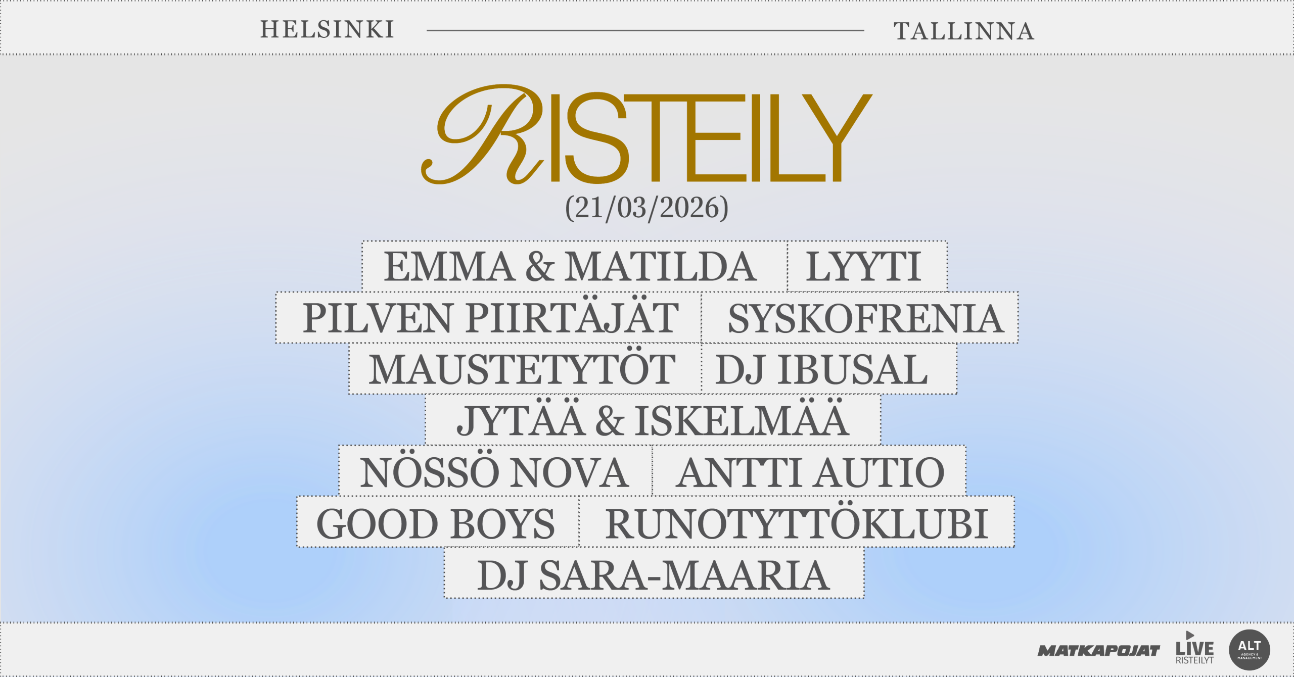 Risteily -risteily 21.-22.3.2026 Helsingistä Victoria I:llä - Liveristeilyt